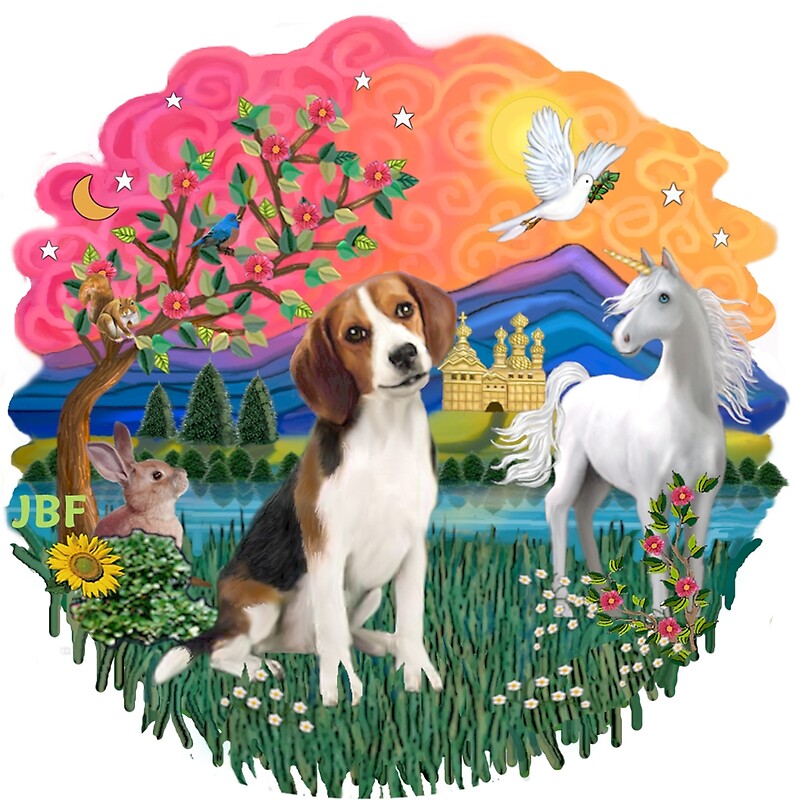 "Fantasy Land with a Beagle" by JeanBFitzgerald | Redbubble