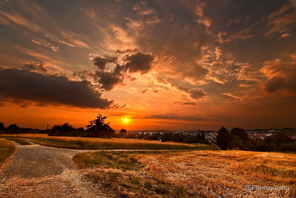 "Fiery Sunset over landscape - South Germany" by JEPhotography | Redbubble