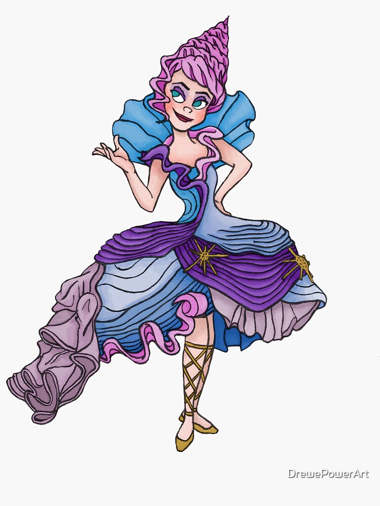 "Seashell Parade Dancer" Sticker for Sale by DrewePowerArt | Redbubble