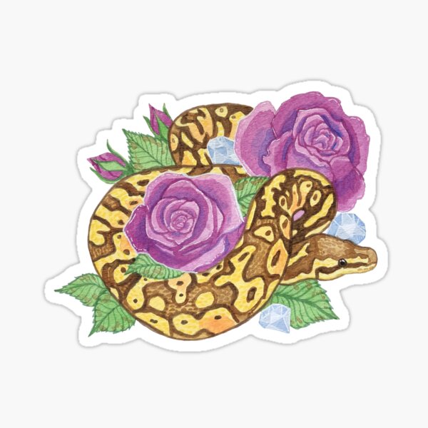 "Ball Python and Roses" Sticker for Sale by Paige Penrose | Redbubble