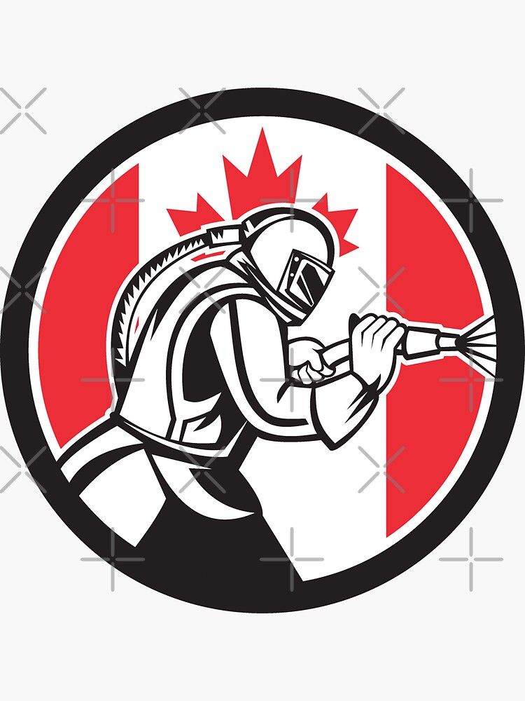 "Sandblaster Abrasive Blasting Canada Flag Circle" Sticker for Sale by ...