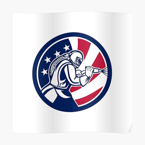 "American Sandblaster Abrasive Blasting USA Flag Icon" Poster for Sale ...