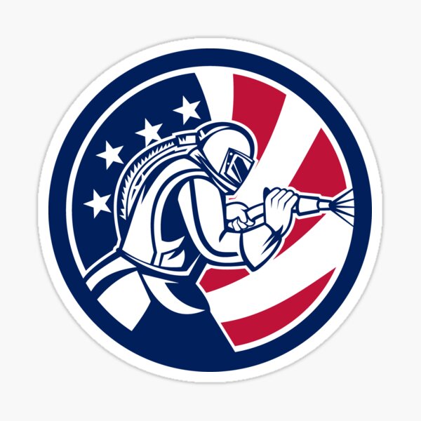 "American Sandblaster Abrasive Blasting USA Flag Icon" Sticker for Sale ...