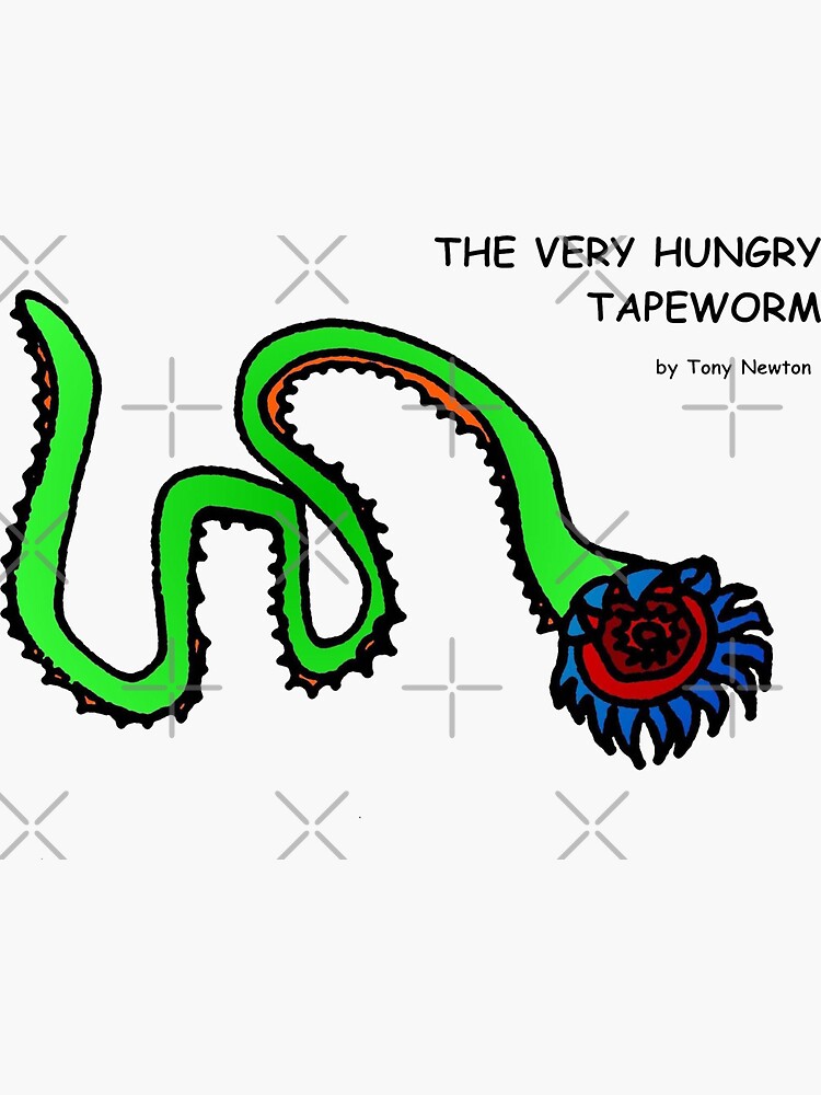 "The Very Hungry Tapeworm" Sticker by tnewton69 | Redbubble