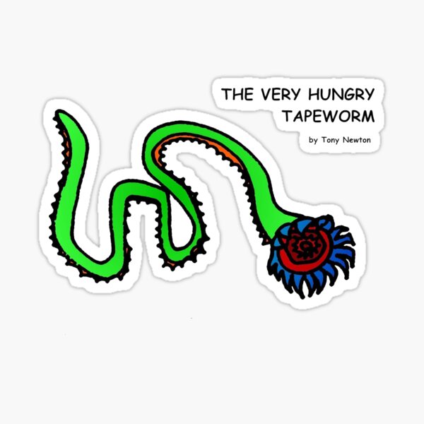 "The Very Hungry Tapeworm" Sticker by tnewton69 | Redbubble