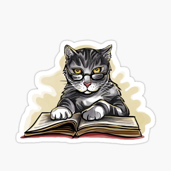 "Intellectual Cat " Sticker by mayascreations | Redbubble