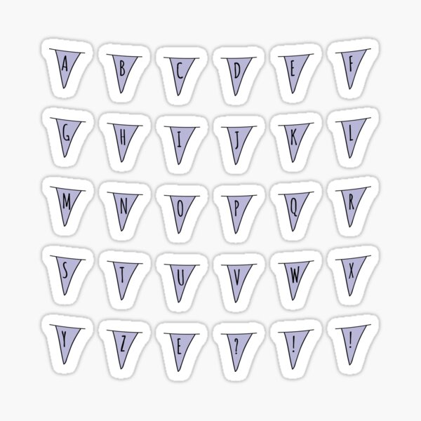 "Pale Purple Bunting Alphabet Sticker Pack 3" Sticker by The-Goods ...