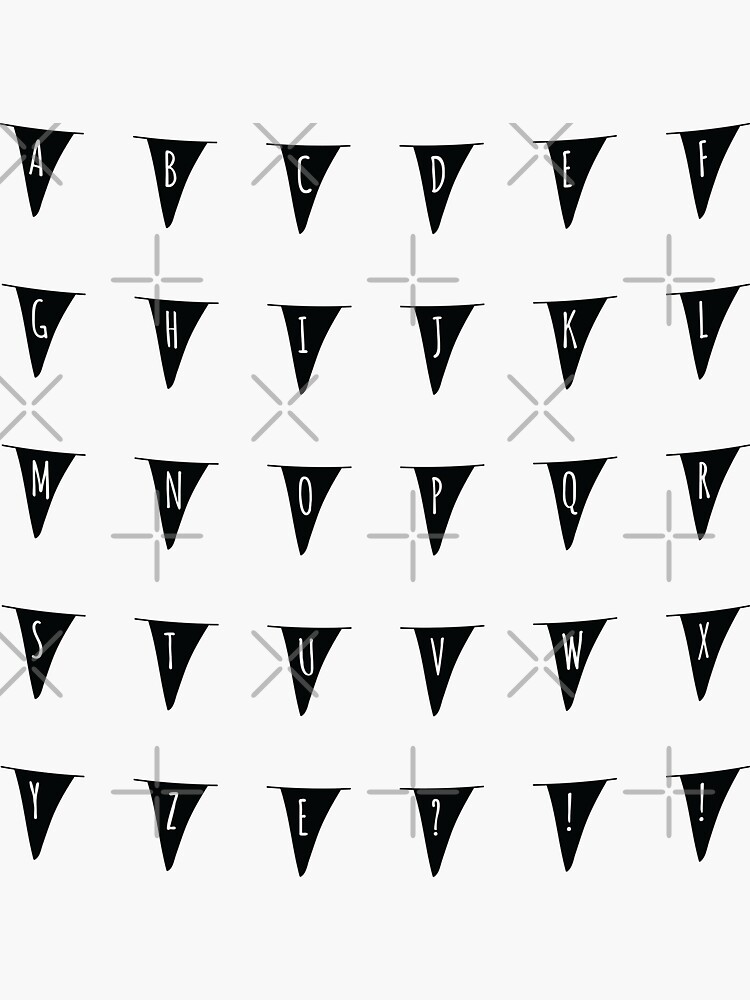 "Black and White Bunting Alphabet Sticker Pack 3" Sticker for Sale by ...