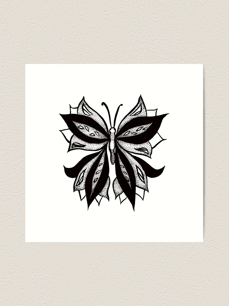 Abstract Butterfly Stipple Shaded Ink Drawing Drawing By