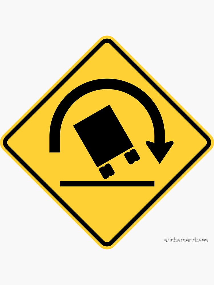 "Truck Rollover Warning Highway Sign" Sticker for Sale by ...