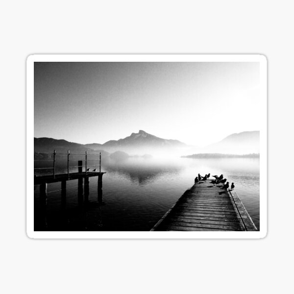 "Mondsee with morning fog" Sticker for Sale by Offiinhoki | Redbubble