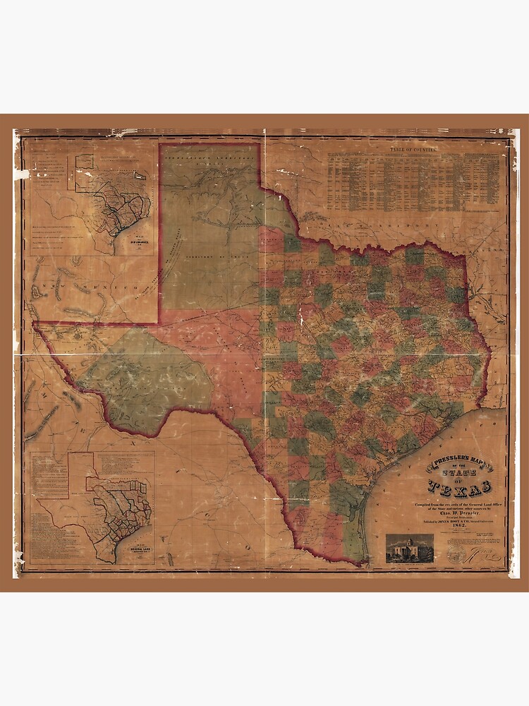 "Pressler's Map of the State of Texas (1862)" Poster by allhistory ...
