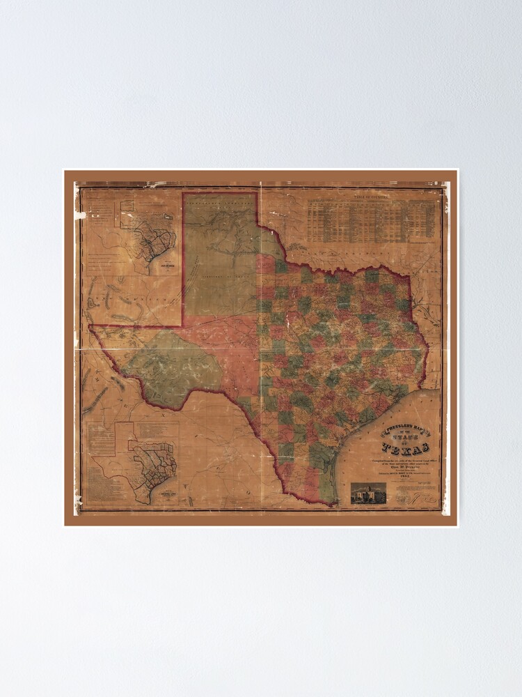 "Pressler's Map of the State of Texas (1862)" Poster by allhistory ...