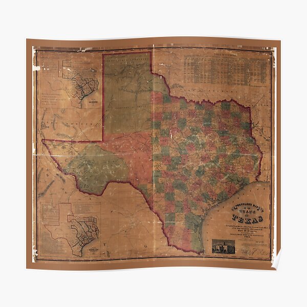 "Pressler's Map of the State of Texas (1862)" Poster by allhistory ...