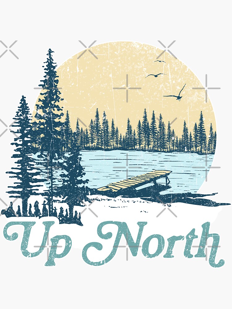 "Vintage Up North Lake" Sticker for Sale by GreatLakesLocal | Redbubble