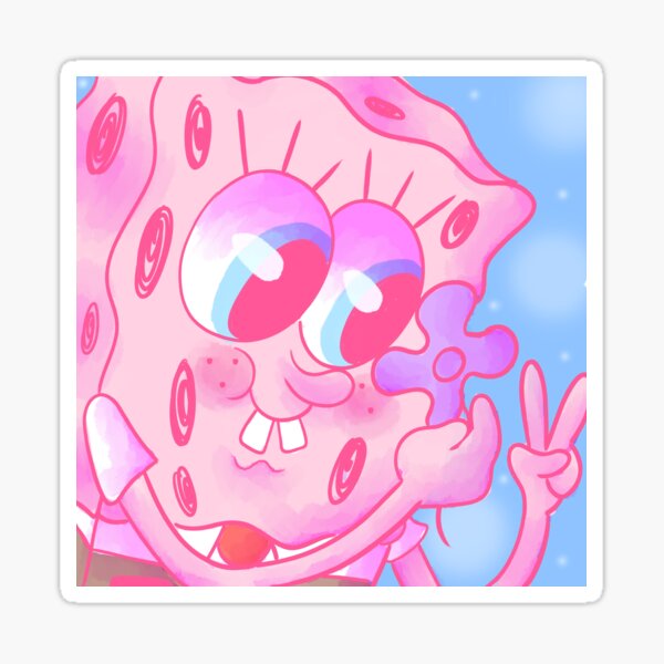 "Pink SpongeBob" Sticker for Sale by gross-girl99 | Redbubble