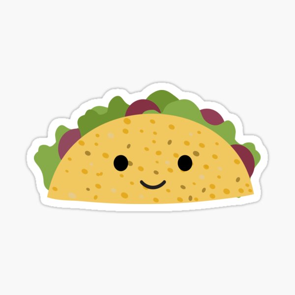 "Cute Cartoon Smiling Kawaii Taco" Sticker by Eggtooth | Redbubble