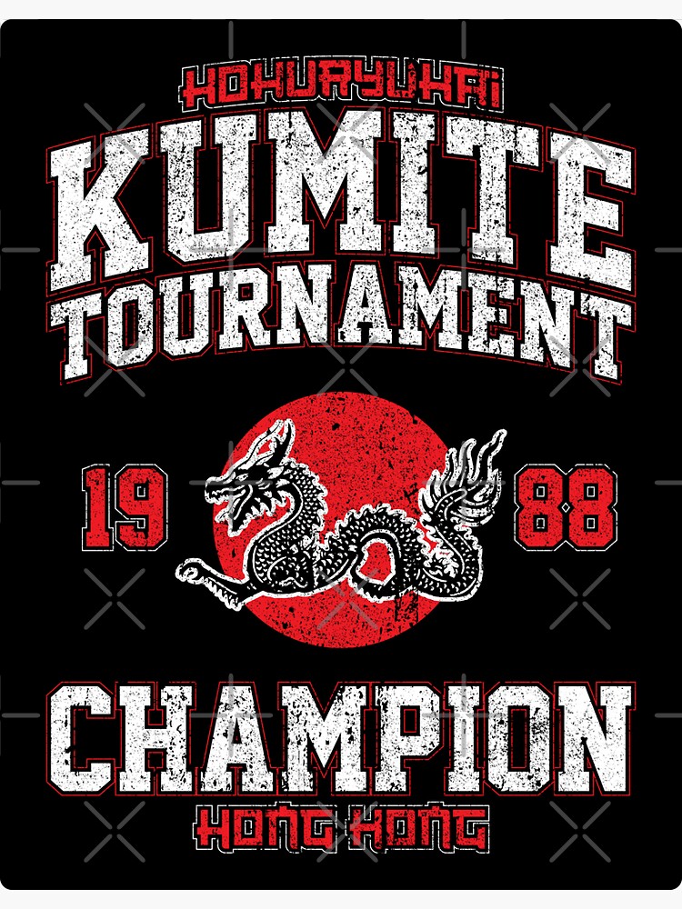 "Kumite Tournament 1988 Champion" Sticker for Sale by huckblade | Redbubble