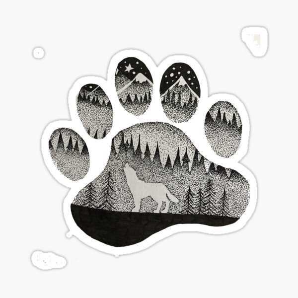 "Nature Wolf Dog Print Stipple " Sticker for Sale by dreamdrawer15 ...