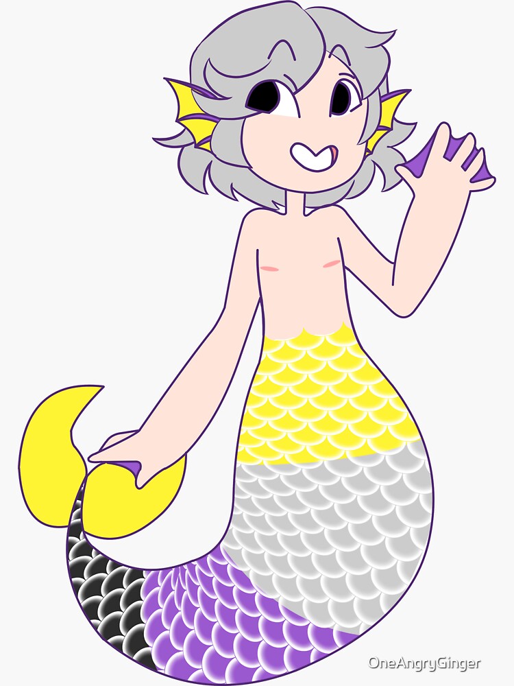 "Masc Non-Binary Pride Merm" Sticker by OneAngryGinger | Redbubble
