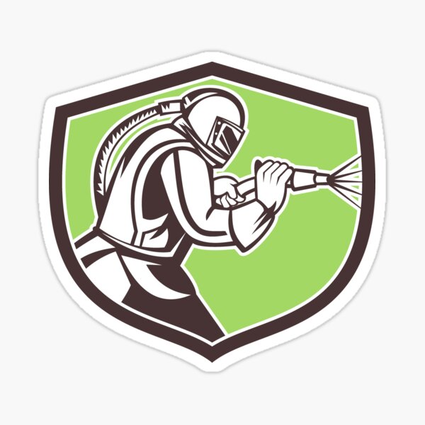 "Abrasive Blasting Mascot Crest" Sticker for Sale by patrimonio | Redbubble