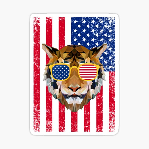 "Patriotic Tiger USA Distressed Flag" Sticker for Sale by LemoBoy ...