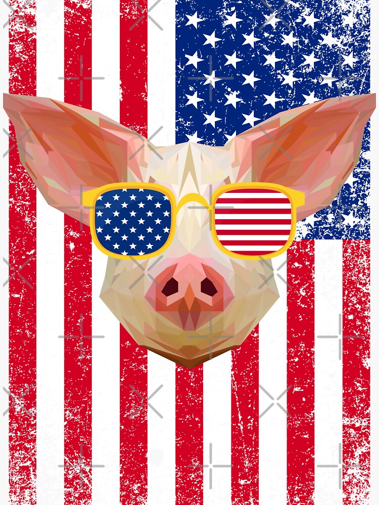 "Patriotic Pig USA Distressed Flag" Sticker for Sale by LemoBoy | Redbubble