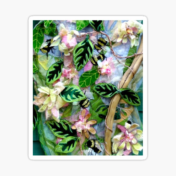 "Honeysuckle and bees" Sticker for Sale by NisaKiley | Redbubble