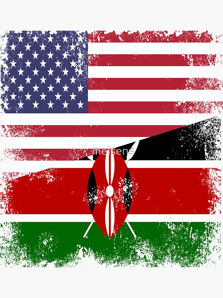 "Half Kenyan Flag Design | Vintage Kenya USA Gift" Sticker by melsens ...