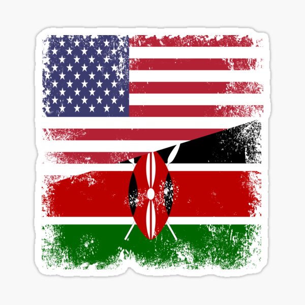 "Half Kenyan Flag Design | Vintage Kenya USA Gift" Sticker by melsens ...