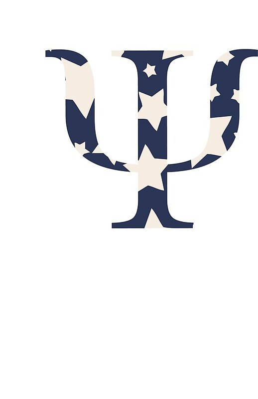 "Psi Letter Navy Stars" by Gina M | Redbubble