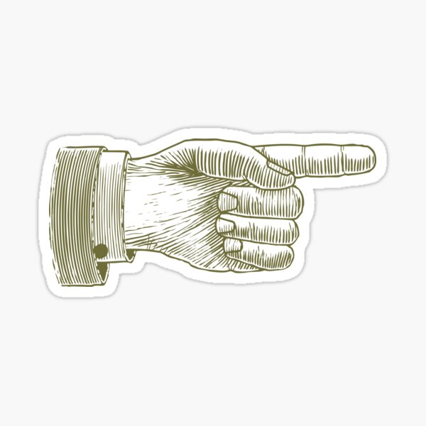 "Vintage Hand Pointing Right" Sticker by blue67sign | Redbubble