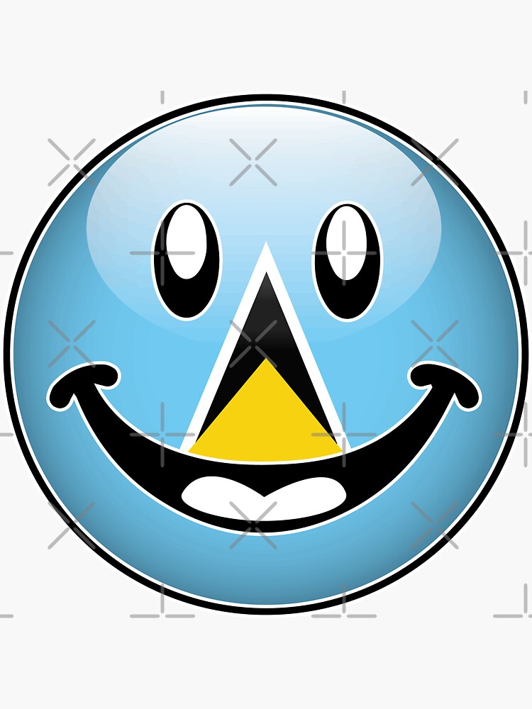 Pegatina «St Lucia Flag Happy Face Smiley Emoji Button» de identiti ...