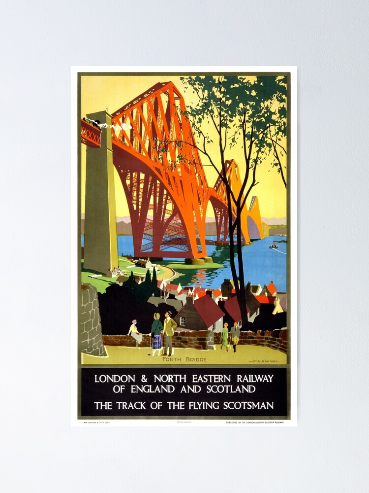"Forth Bridge Scotland Vintage Railway Poster 1928" Poster by ...