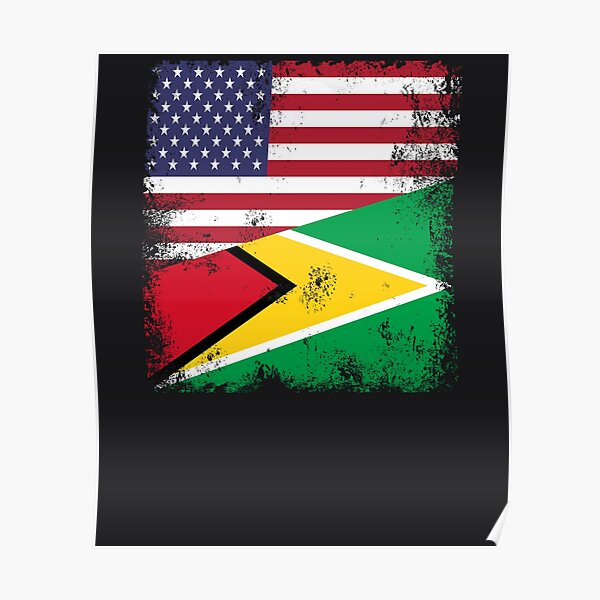 "Half Guyanese Flag Design | Vintage Guyana USA Gift" Poster for Sale ...