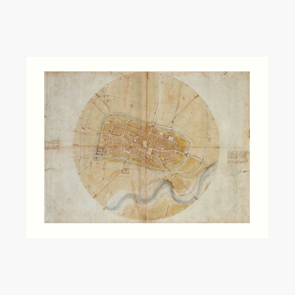 "Map of Imola by Leonardo da Vinci" Art Print by Tonbbo | Redbubble