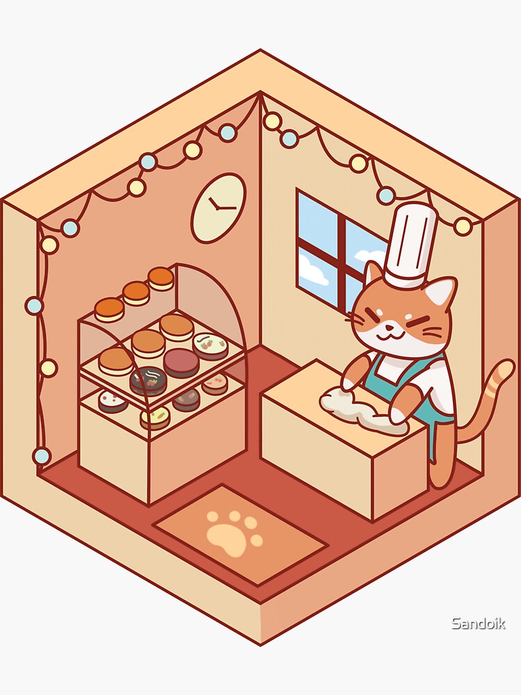 "Cat Bakery (=´ω`=)" Sticker for Sale by Sandoik | Redbubble