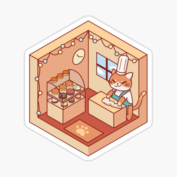"Cat Bakery (=´ω`=)" Sticker for Sale by Sandoik | Redbubble