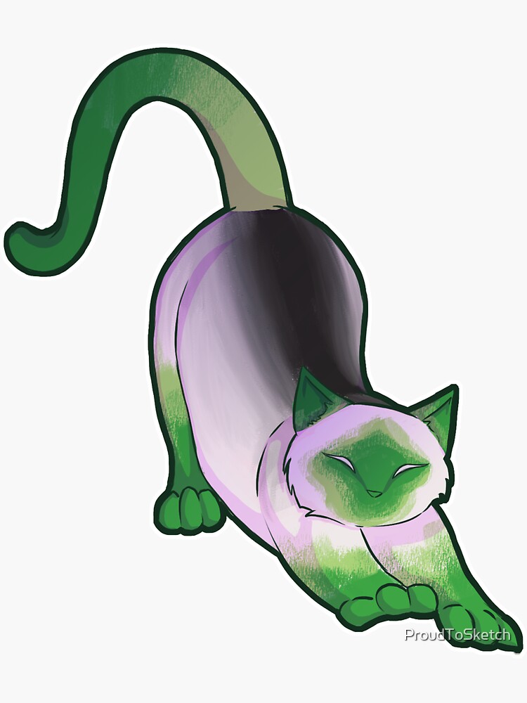 "Aromantic Pride Cat" Sticker by ProudToSketch | Redbubble