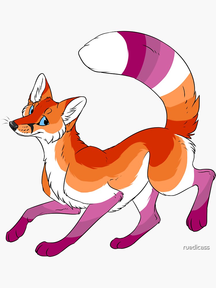 "Lesbian Pride Fox - Alternate" Sticker by ruedicass | Redbubble