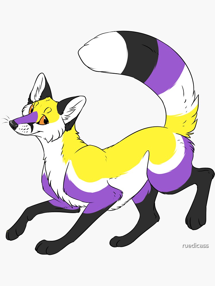 "Nonbinary Pride Fox" Sticker for Sale by ruedicass | Redbubble