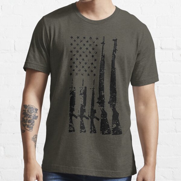 "American Rifles Flag (Black Distressed)" T-shirt for Sale by ...