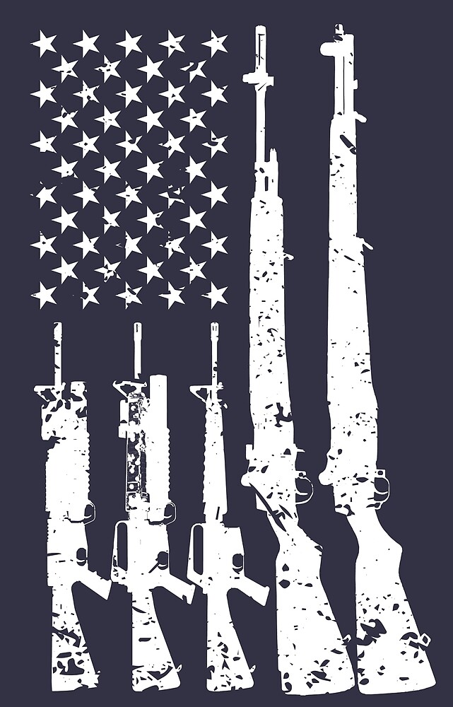 "American Rifles Flag (White Distressed)" by nothinguntried | Redbubble