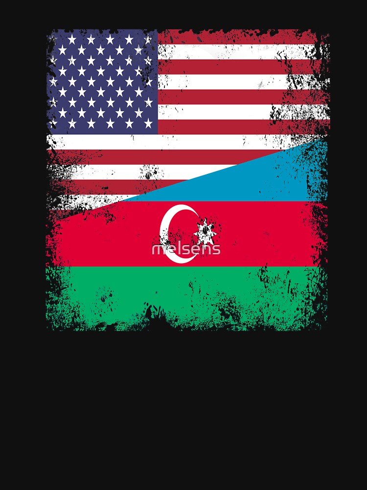 "Half Azerbaijani Flag Design | Vintage Azerbaijan USA Gift" T-shirt ...