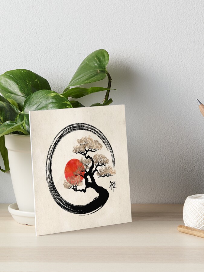 "Enso Circle and Bonsai Tree on Canvas" Art Board Print for Sale by k9printart | Redbubble