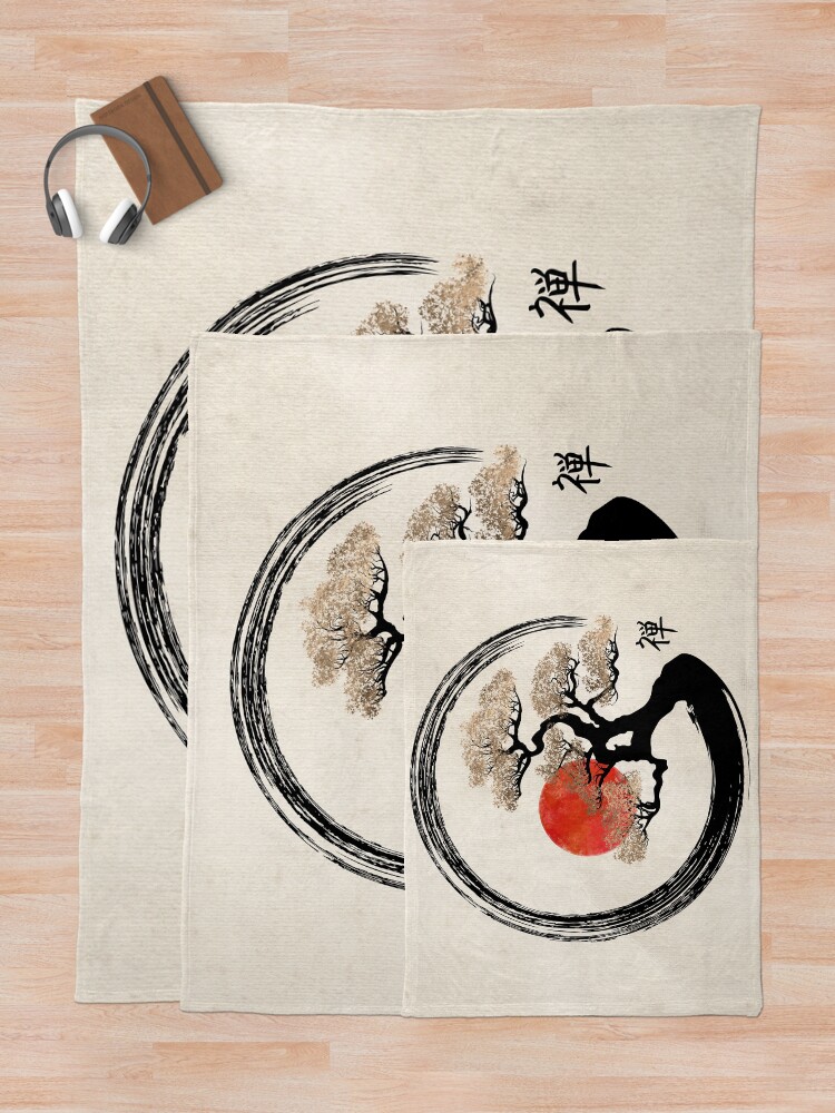 "Enso Circle and Bonsai Tree on Canvas" Throw Blanket for Sale by k9printart | Redbubble