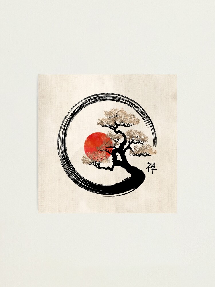 "Enso Circle and Bonsai Tree on Canvas" Photographic Print for Sale by k9printart | Redbubble