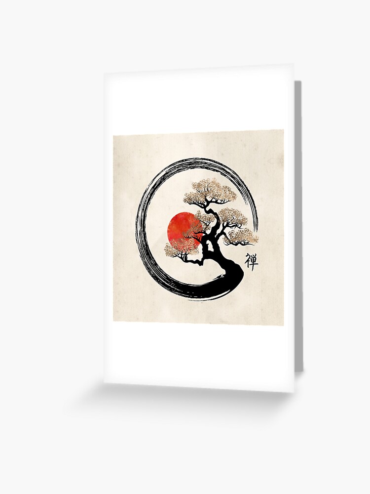 "Enso Circle and Bonsai Tree on Canvas" Greeting Card for Sale by k9printart | Redbubble