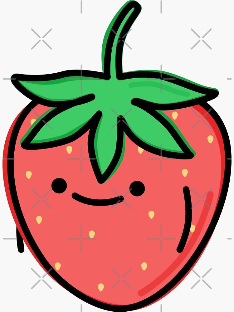 "Cute Strawberry" Sticker for Sale by happyfruits | Redbubble