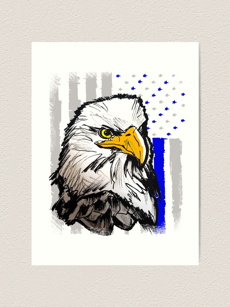 "American Bald Eagle Thin Blue Line USA Flag " Art Print by ...